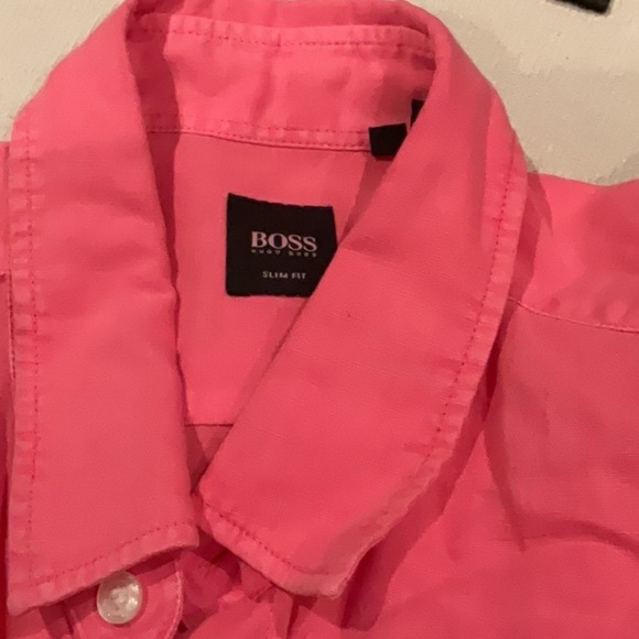 Hugo Boss | Shirts | Hugo Boss Pink Linen Shirt In M Slim Fit | Poshmark